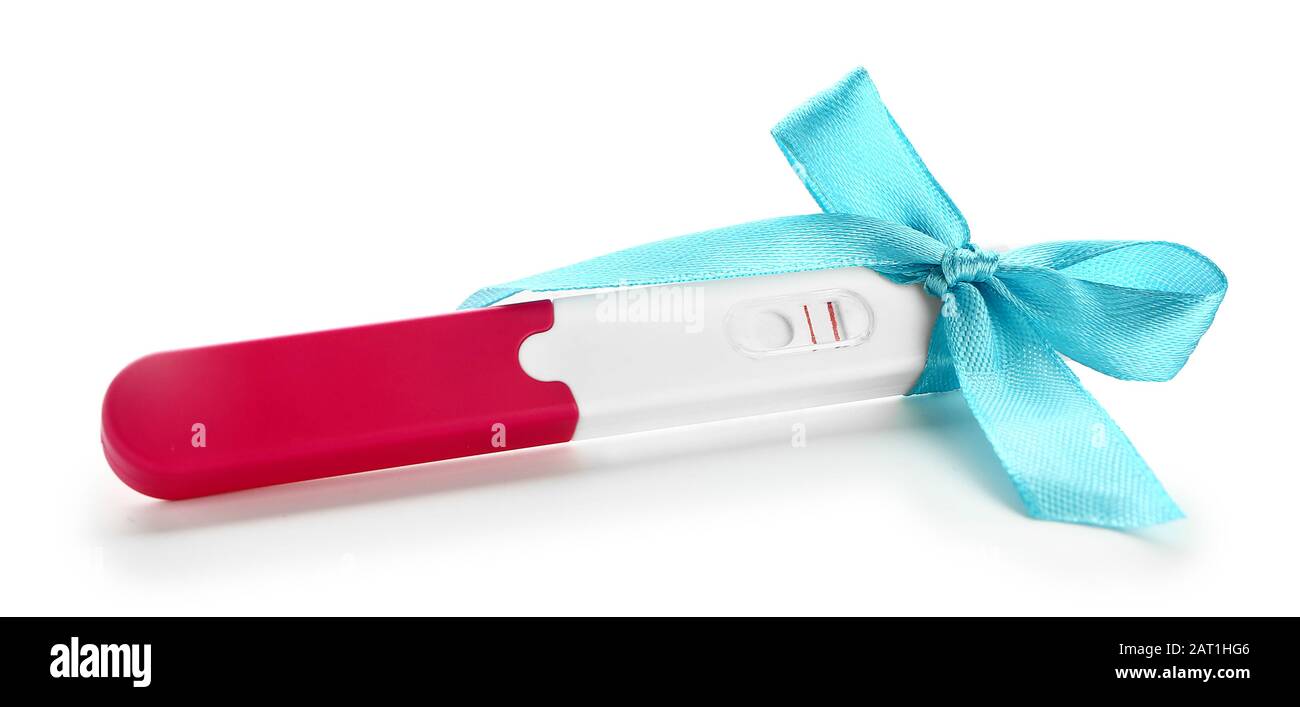 Pregnancy test on white background Stock Photo - Alamy