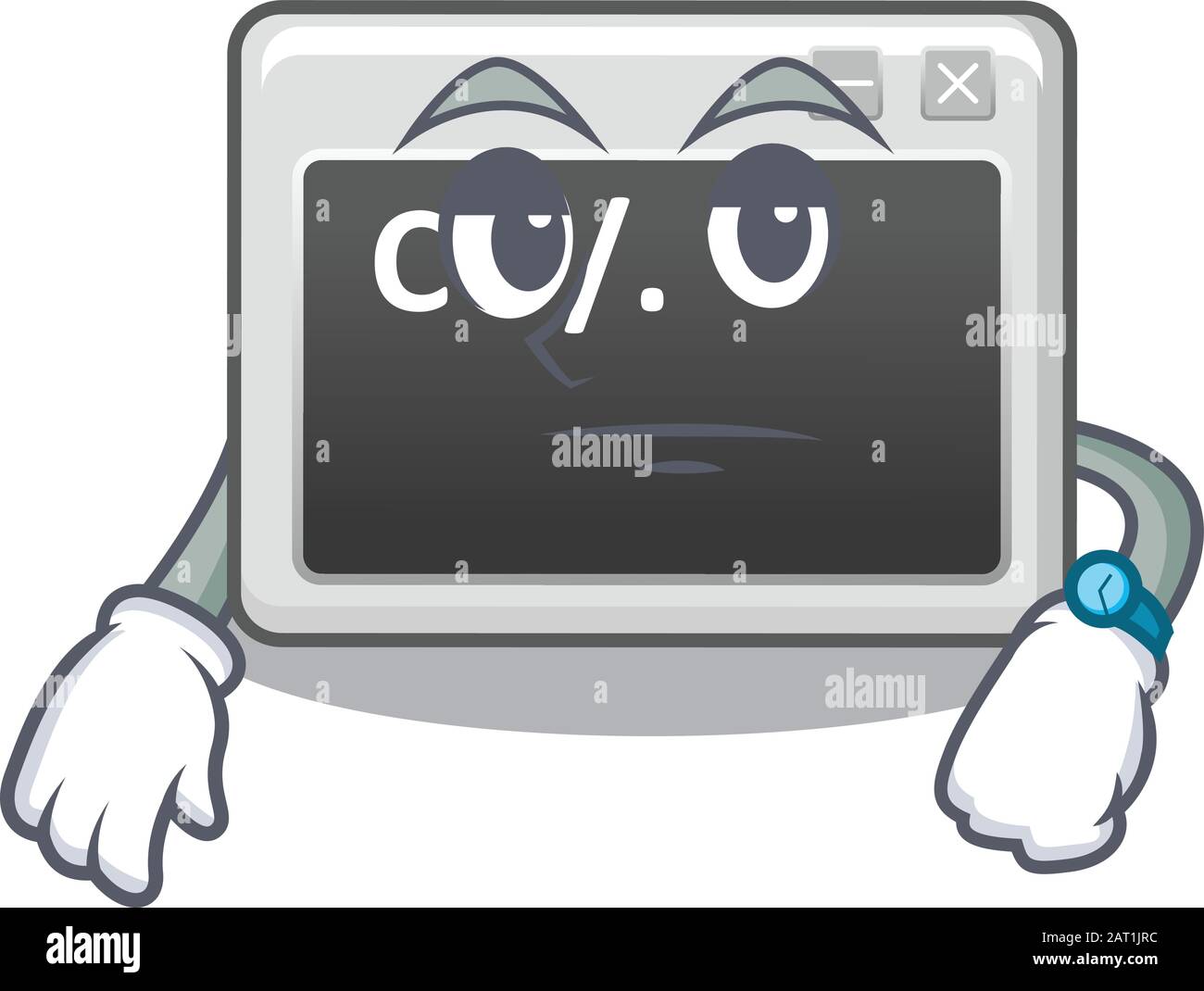 cartoon character design of command window on a waiting gesture Stock ...