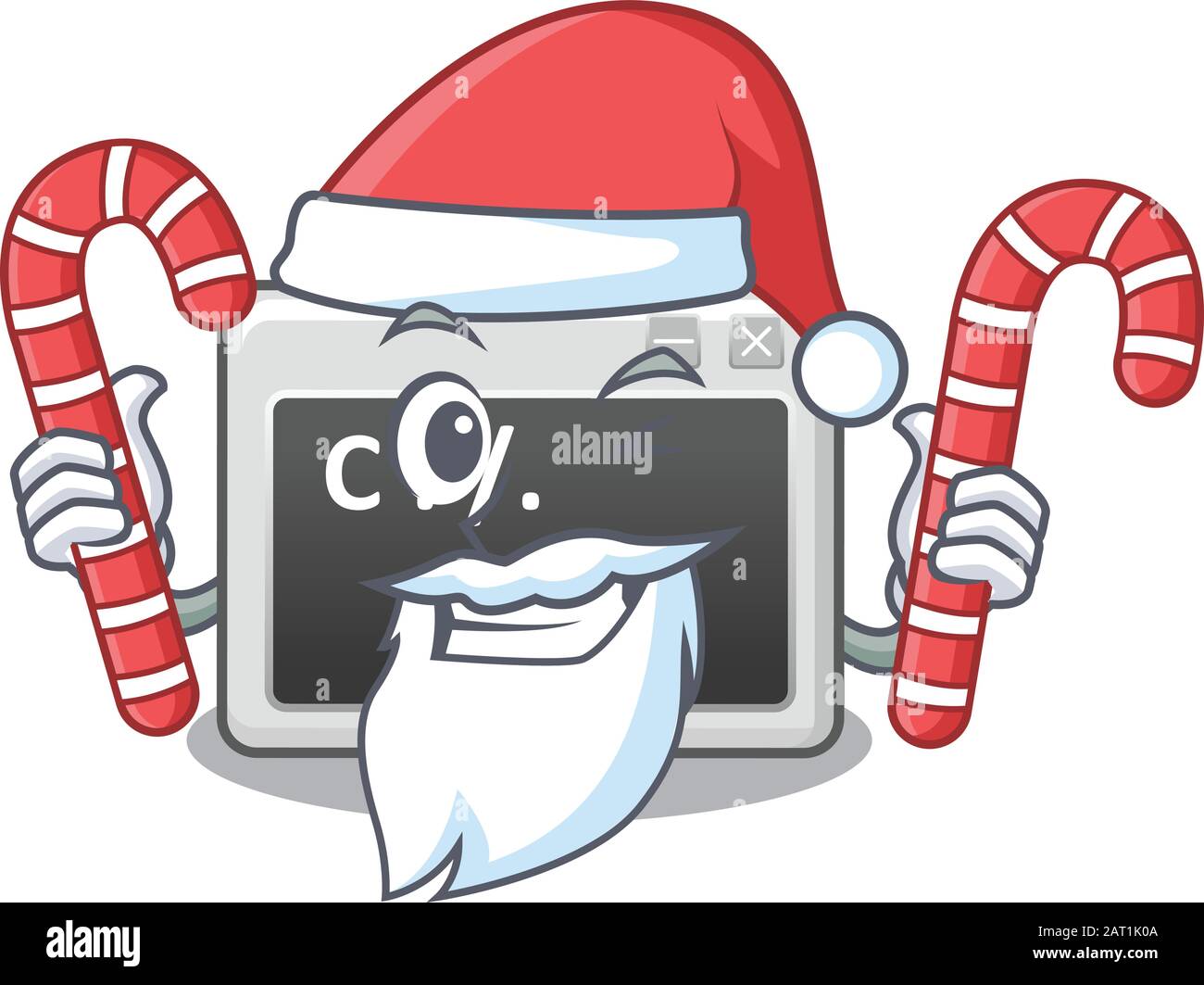 Command window Cartoon character in Santa costume with candy Stock ...