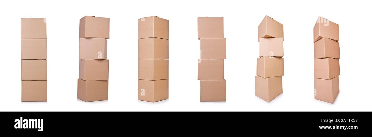 The carton boxes isolated on the white background Stock Photo - Alamy