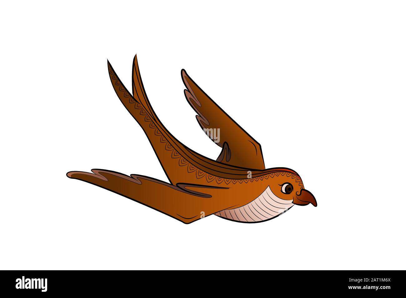 Brown bird fly. Vector illustration. Orange wings Stock Vector Image ...