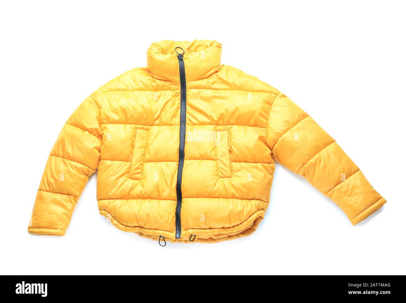 Stylish winter coat on white background Stock Photo - Alamy