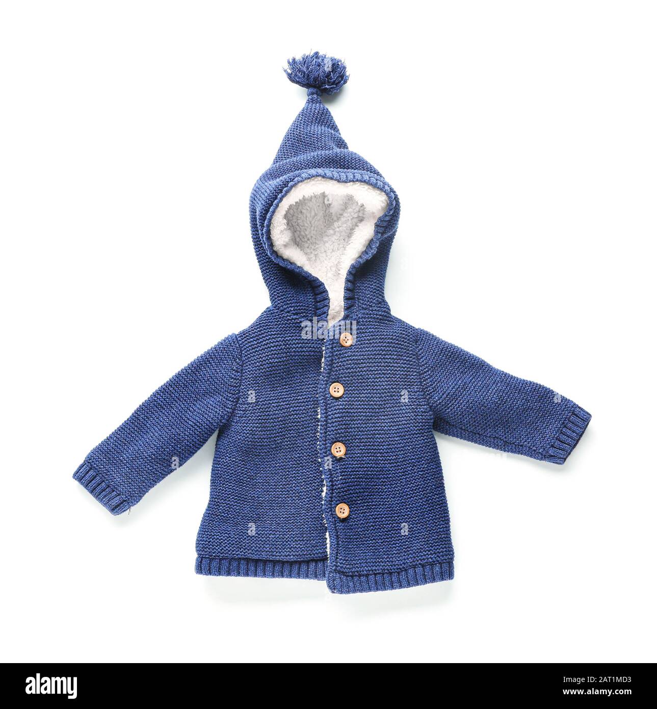 Knitted kid jacket on white background Stock Photo - Alamy