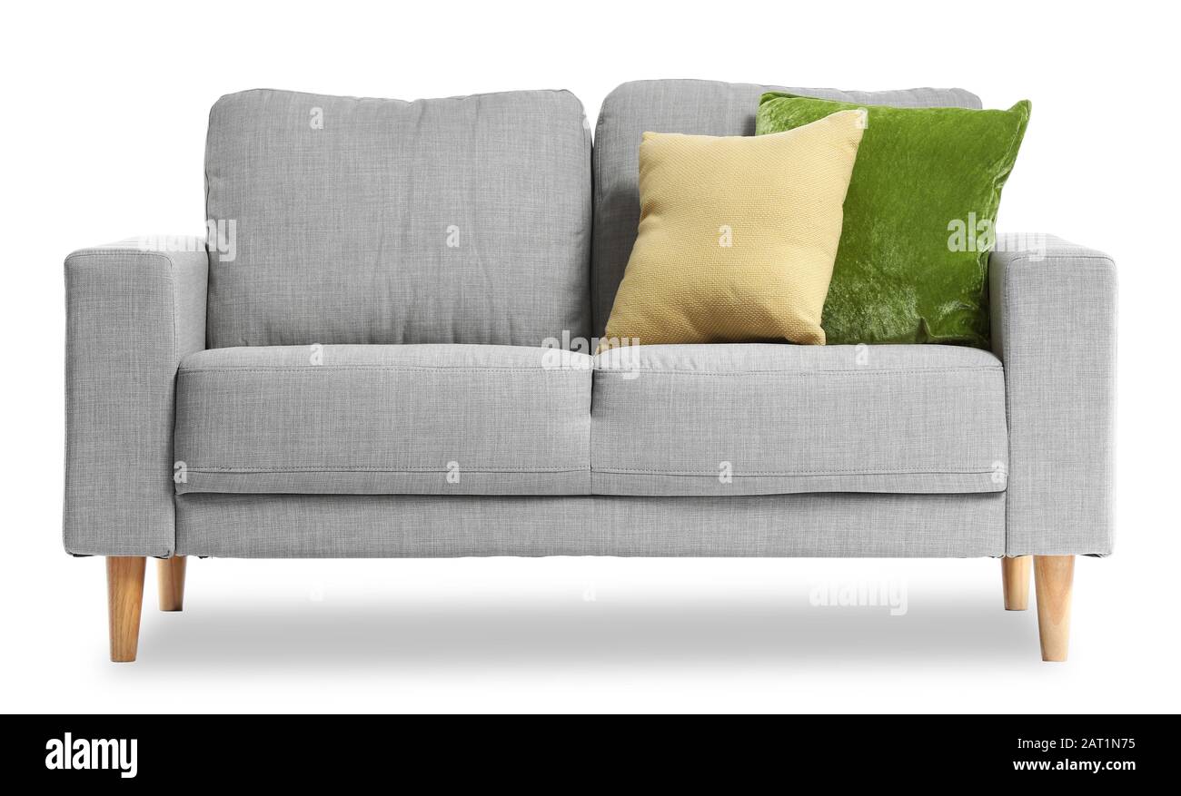 Modern sofa on white background Stock Photo - Alamy