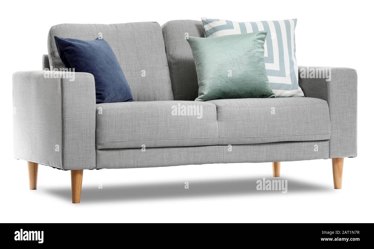 Modern sofa on white background Stock Photo - Alamy