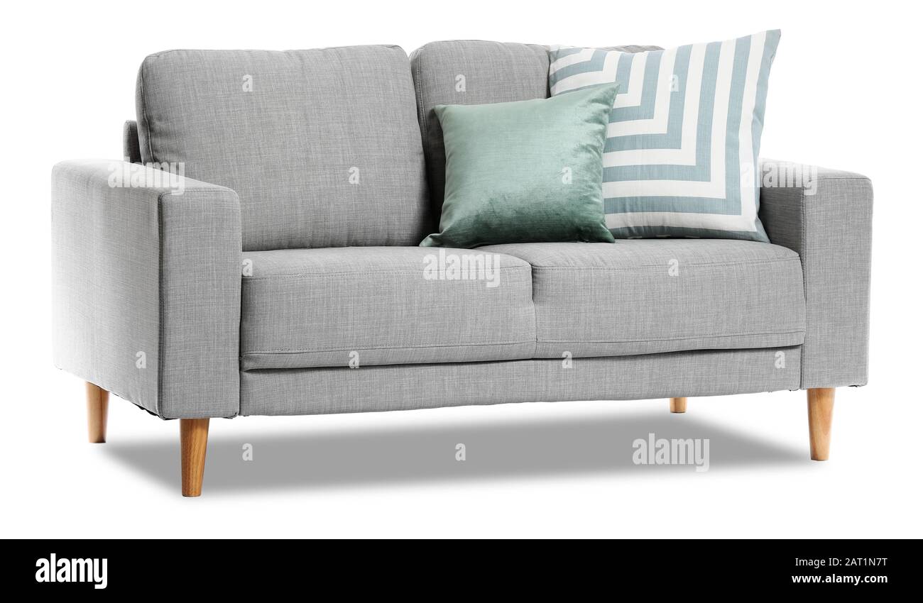 Modern sofa on white background Stock Photo - Alamy