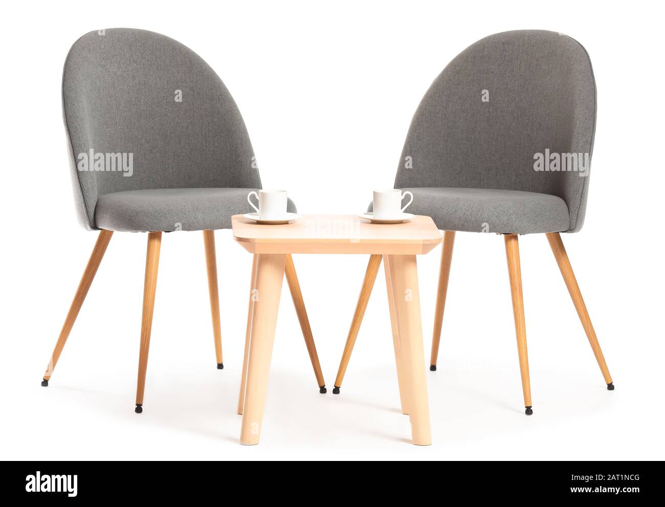 Modern chairs and table on white background Stock Photo - Alamy