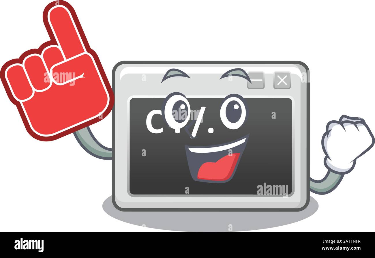 Command window mascot cartoon style holding a Foam finger Stock Vector ...