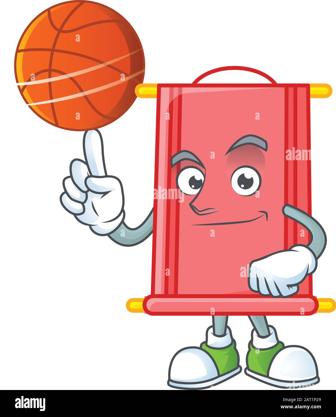 a Healthy chinese red scroll cartoon character playing basketball Stock ...