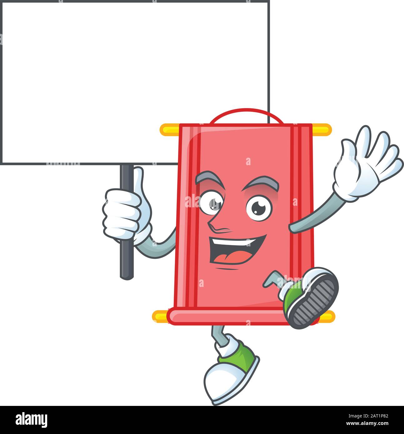 An icon of chinese red scroll cartoon character style bring board Stock ...