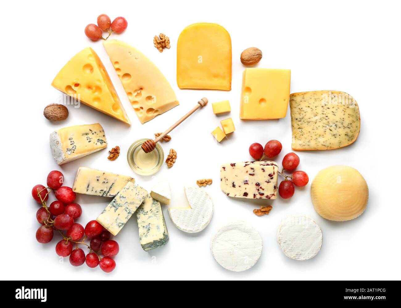 Assortment of fresh cheeses on white background Stock Photo - Alamy