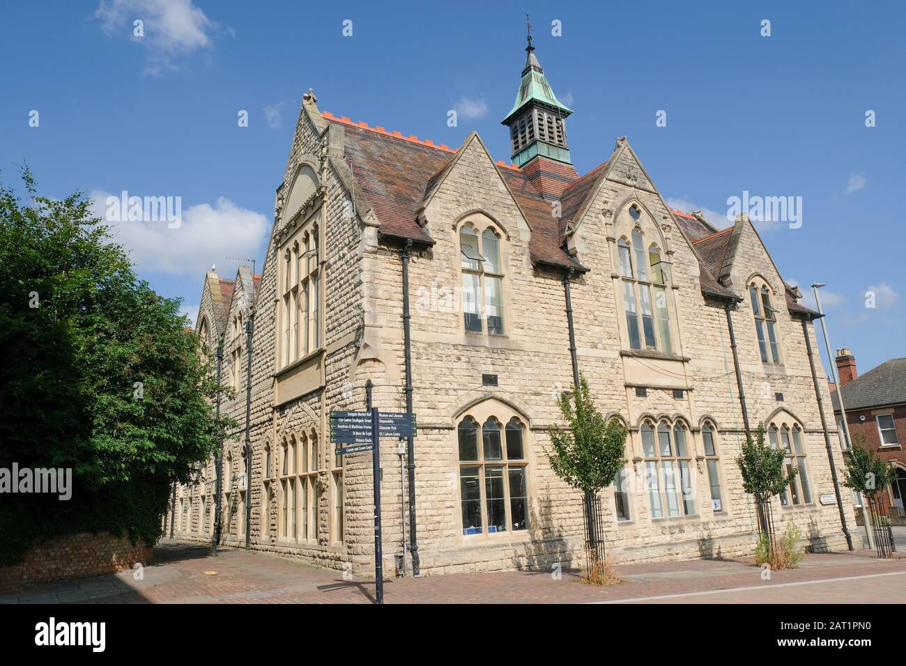 Gloucester public library in bright sunshine and clear blue sky Stock ...
