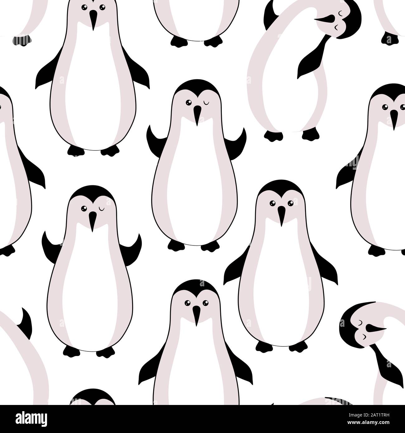 animal character cute penguin pattern white background Stock Vector ...