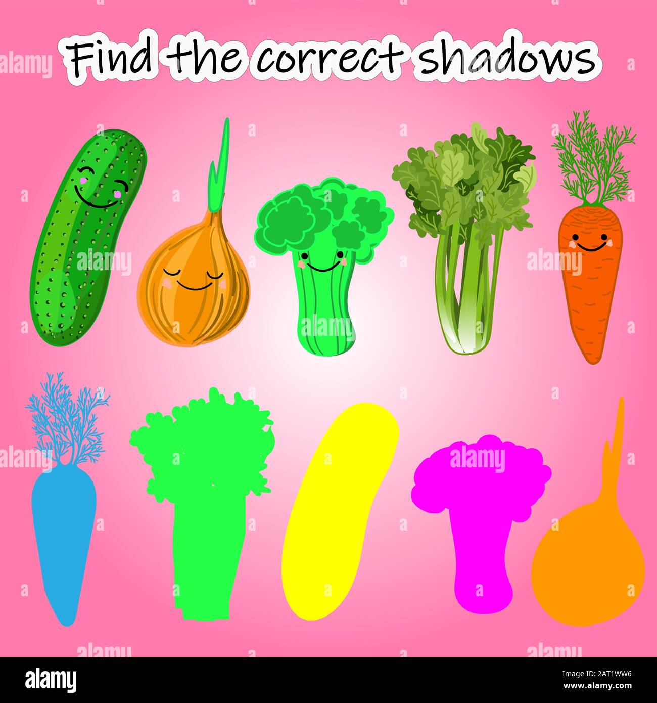 Find the right shade of vegetable. Educational game for children. Find ...