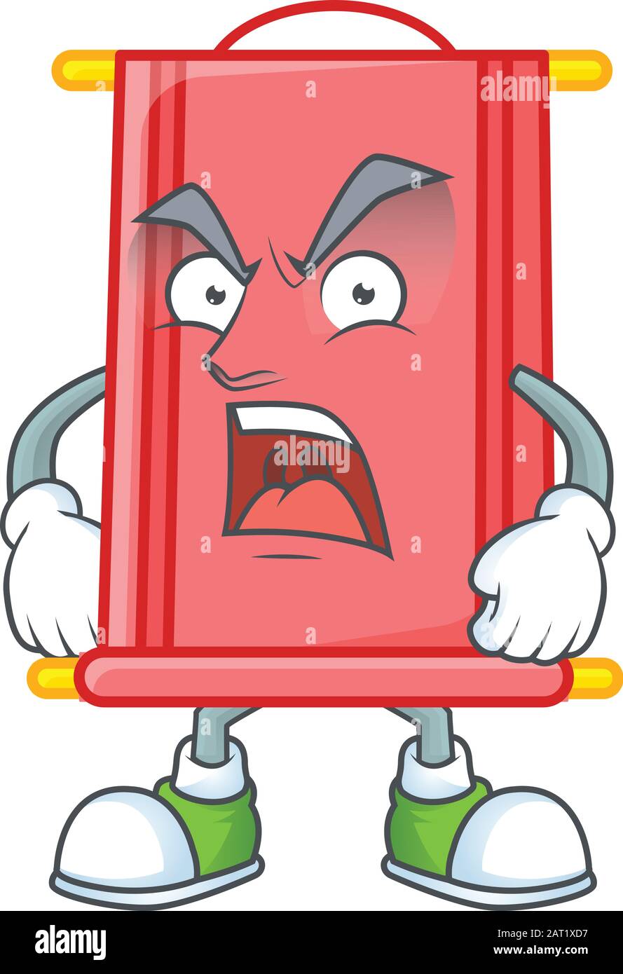 Chinese red scroll cartoon character design having angry face Stock ...