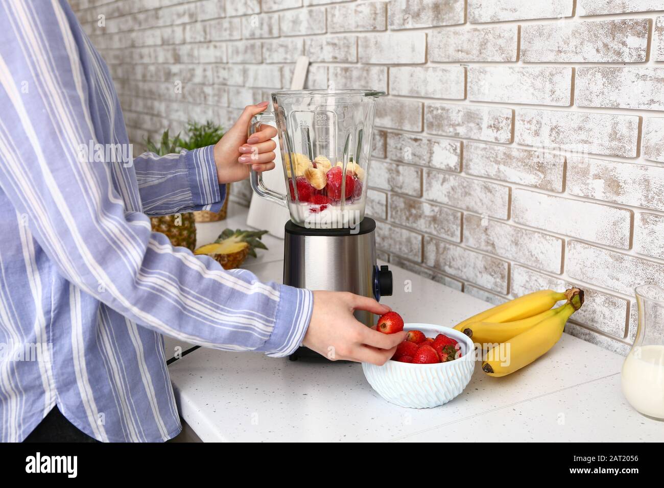 Strawberry milkshake making hi-res stock photography and images - Alamy