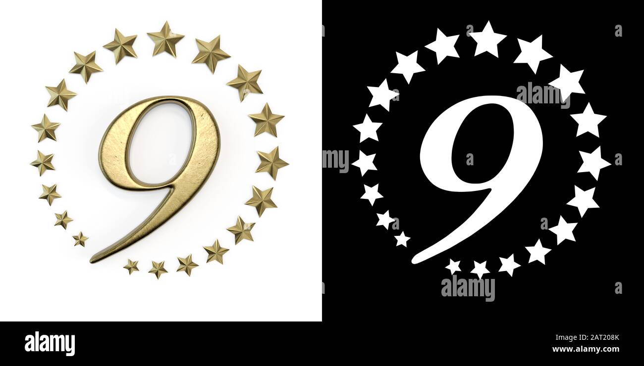 Number 9 (number nine) Anniversary celebration design with a circle of ...