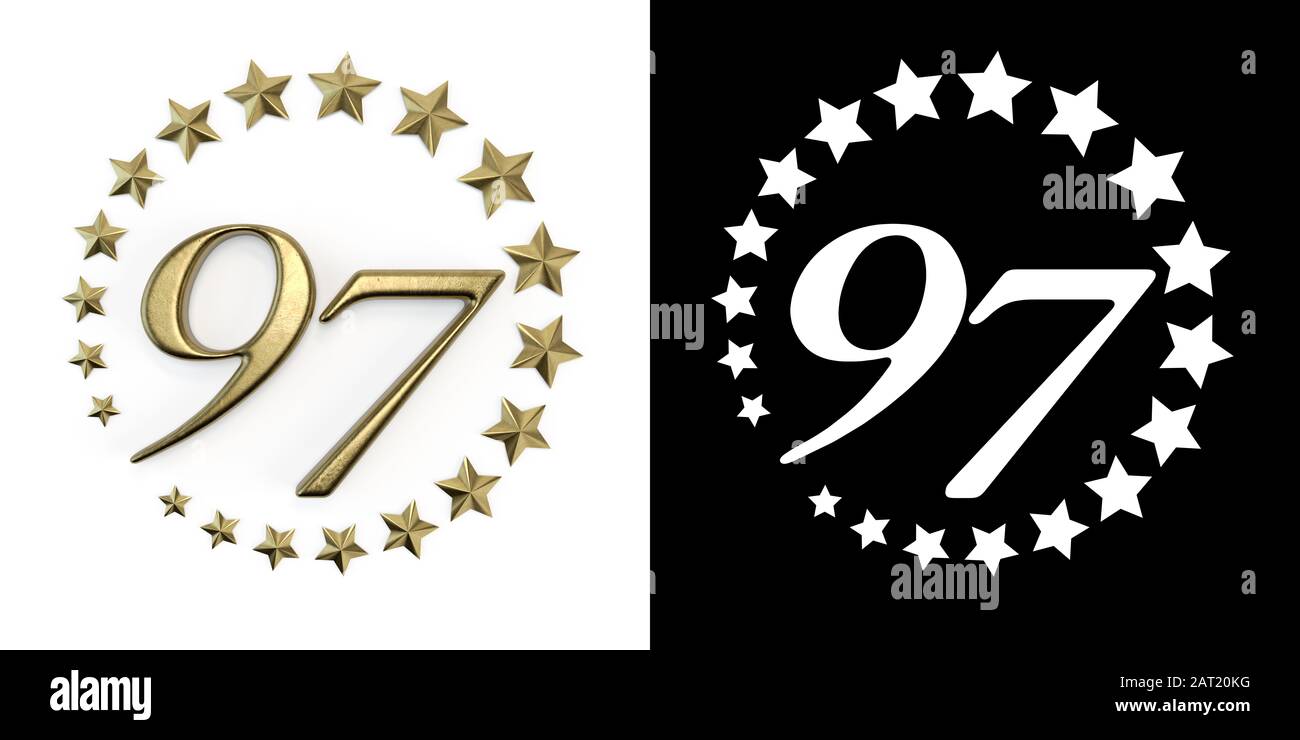 Number 97 (number ninety-seven) Anniversary celebration design with a ...