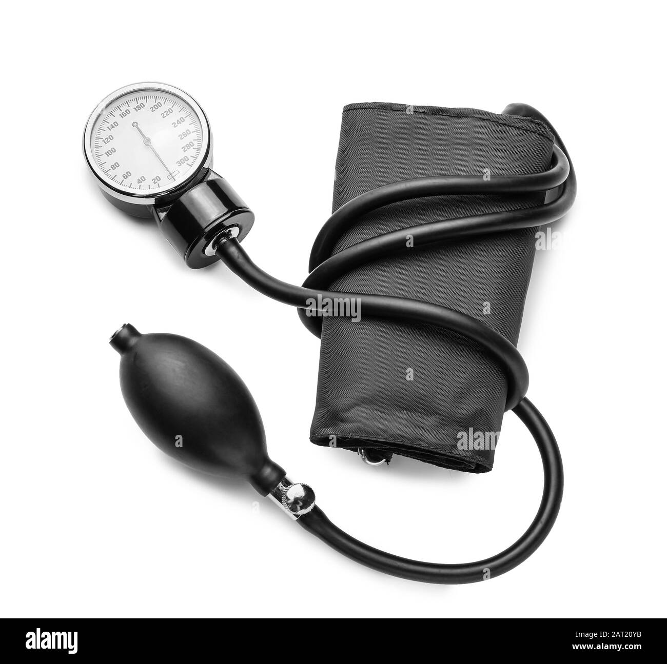 Modern sphygmomanometer on white background Stock Photo - Alamy