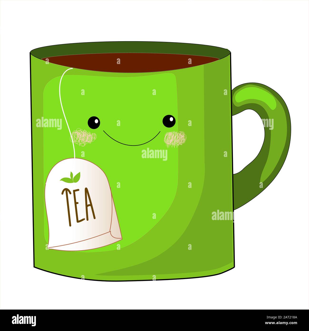 cute tea cup character.Sweet teabag with cute faces. Emoji doodle ...