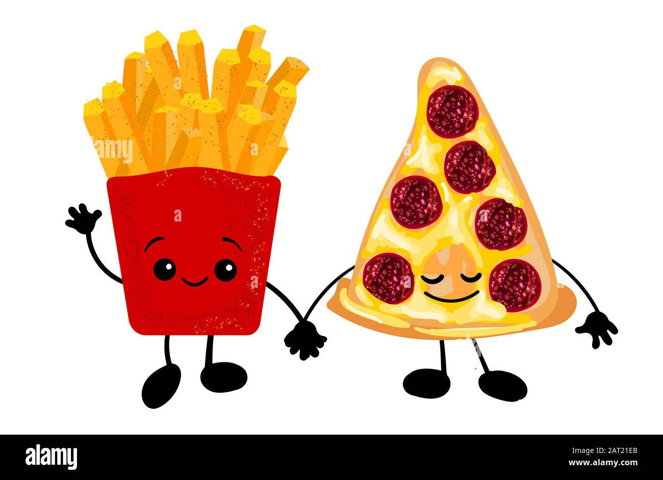 Group of friendly fast food characters. Funny character Stock Vector ...