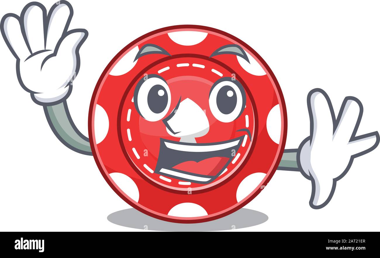 Waving friendly gambling chips cartoon character design Stock Vector ...
