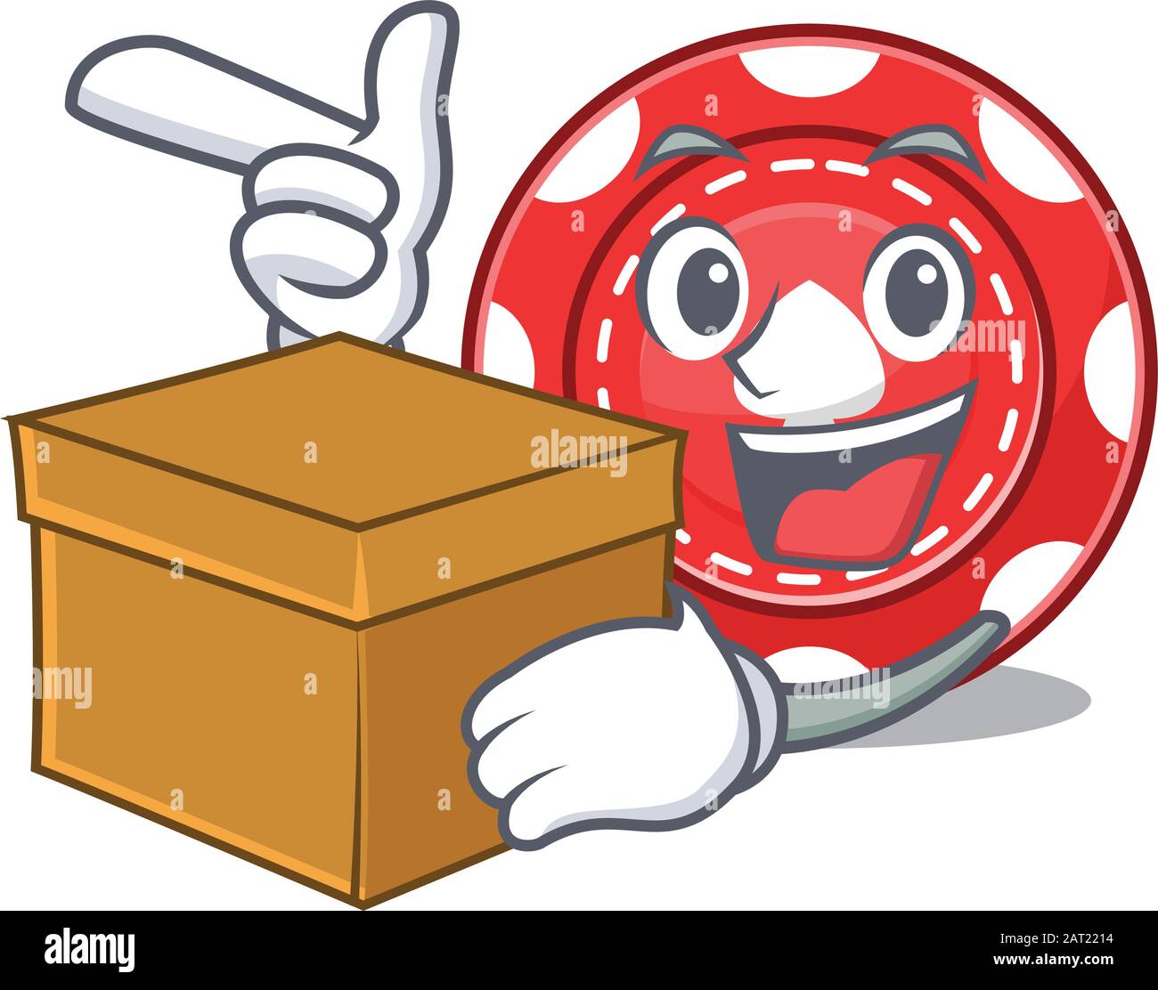Cute gambling chips cartoon character having a box Stock Vector Image ...