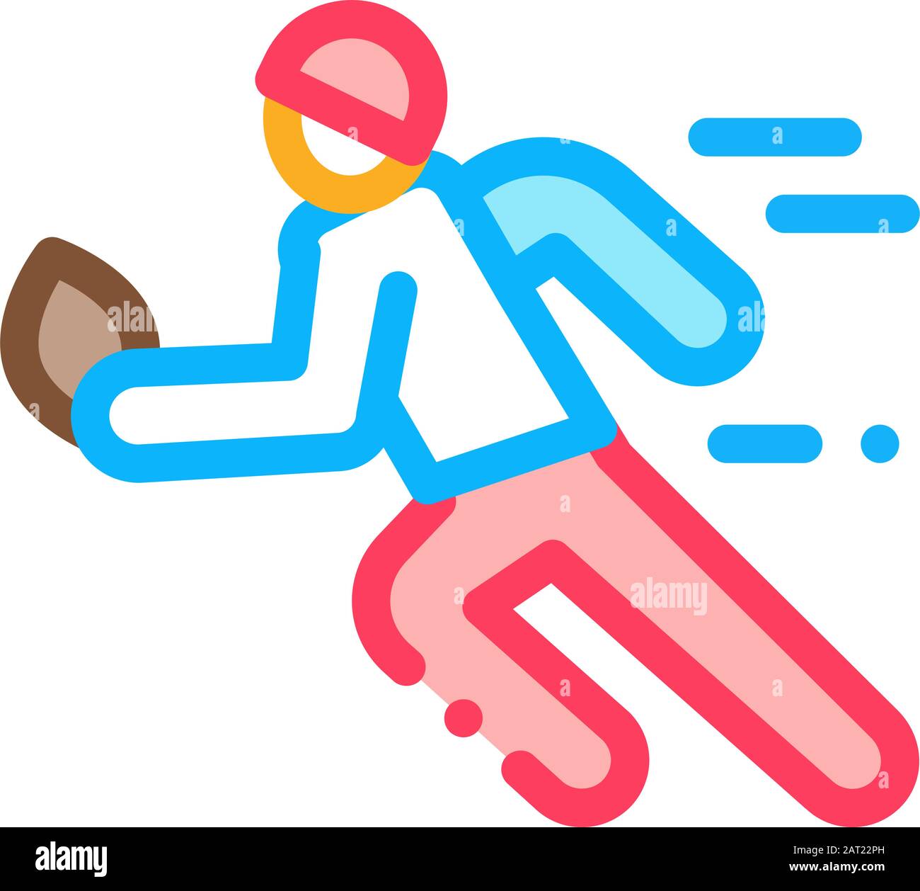 Rugby Player in Motion Icon Vector Outline Illustration Stock Vector ...