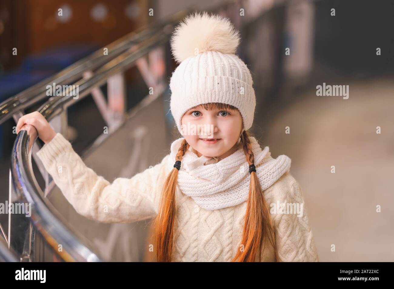 Cute little girl on skating rink Stock Photo - Alamy