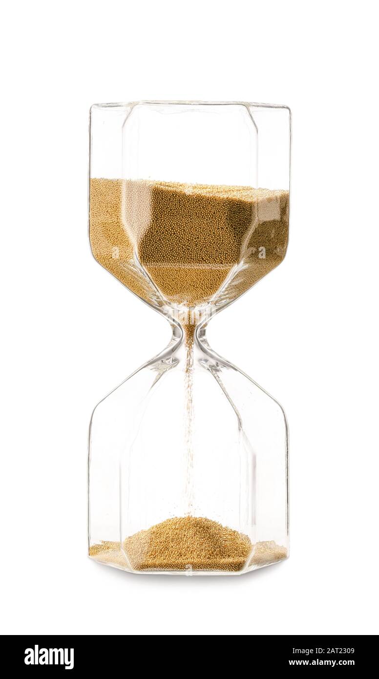 Hourglass on white background. Time management concept Stock Photo - Alamy