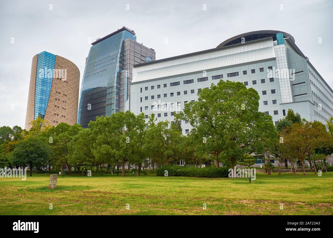 OSAKA, JAPAN - OCTOBER 14, 2019: Central buildings of Osaka (NHK Osaka ...