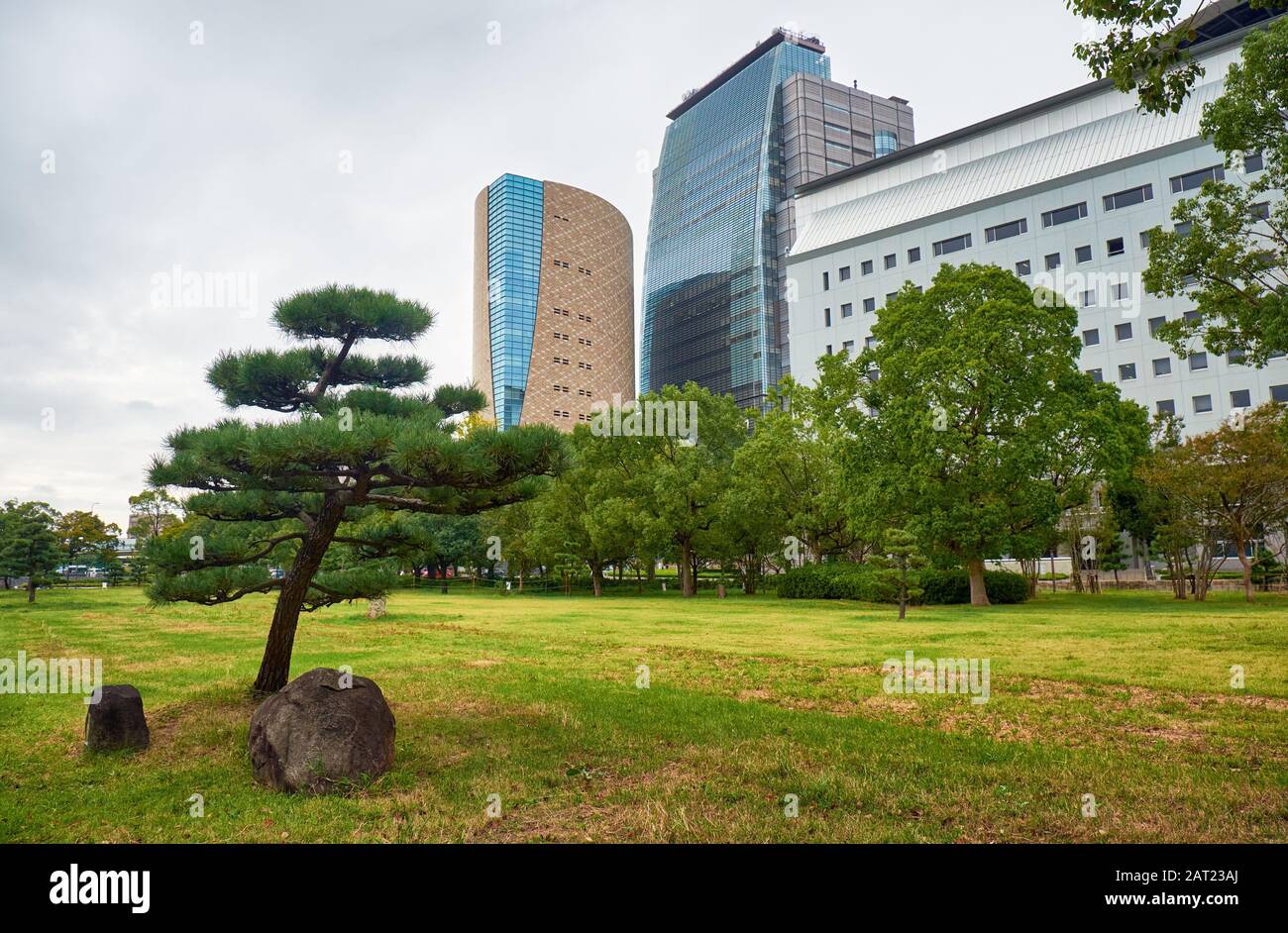OSAKA, JAPAN - OCTOBER 14, 2019: Central buildings of Osaka (NHK Osaka ...
