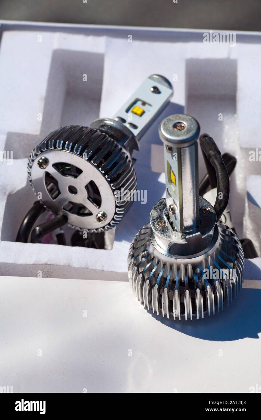 Light bulbs for car lamps. Automotive part in Silvery metallic and ...