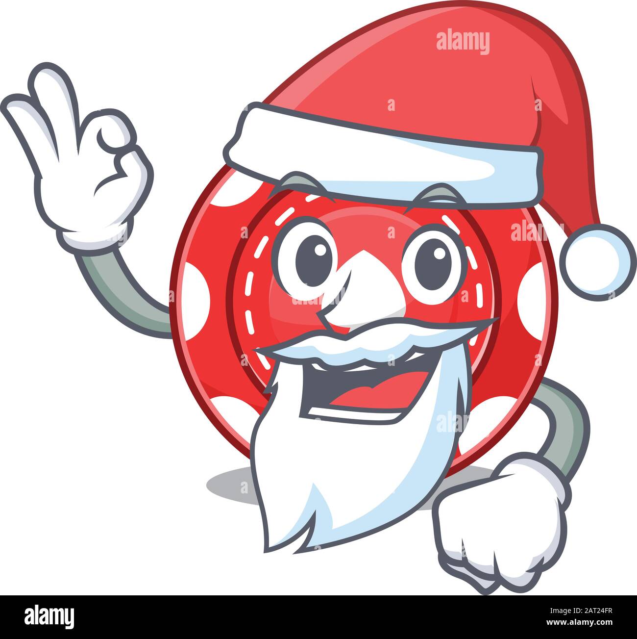A picture of Santa gambling chips mascot picture style with ok finger ...