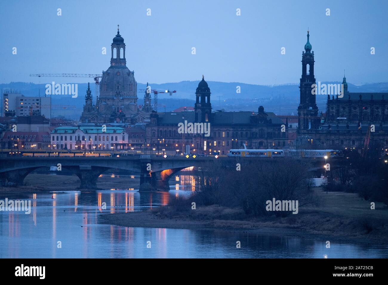 Dresden, Germany. 30th Jan, 2020. The backdrop of Dresden's Old Town ...