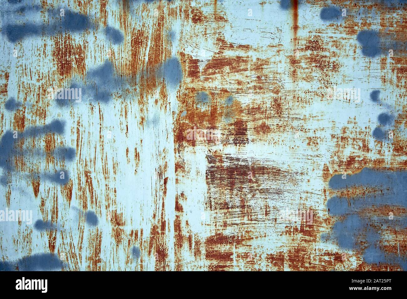 Rusted blue painted metal wall. Detailed photo texture Background, copy ...