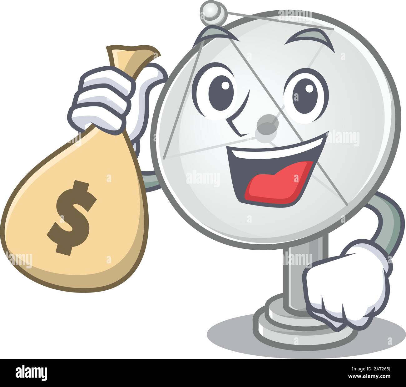 Happy rich satellite dish cartoon character with money bag Stock Vector ...