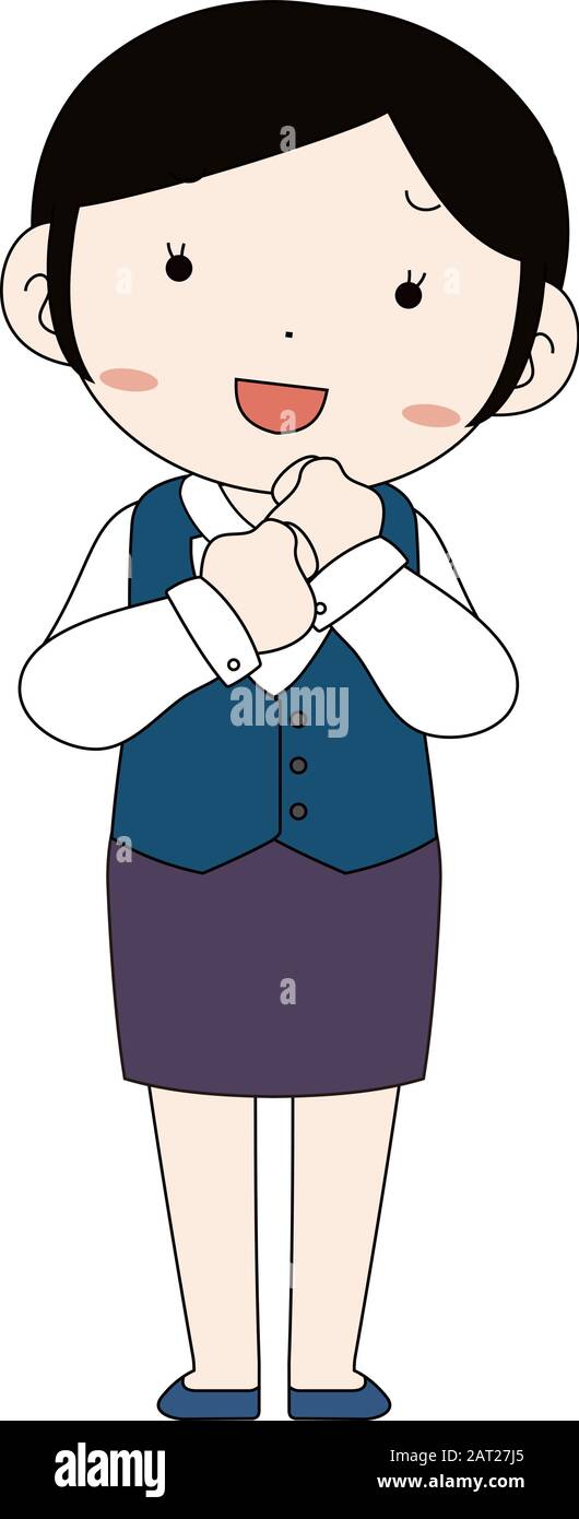 This is a illustration of Cute pose of cute Black hair Female bank ...