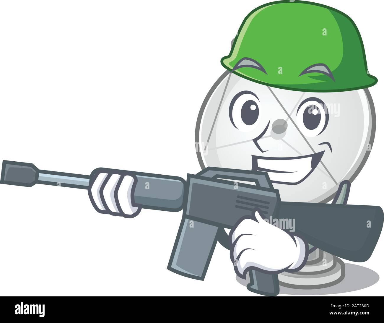 A cartoon design of satellite dish Army with machine gun Stock Vector ...