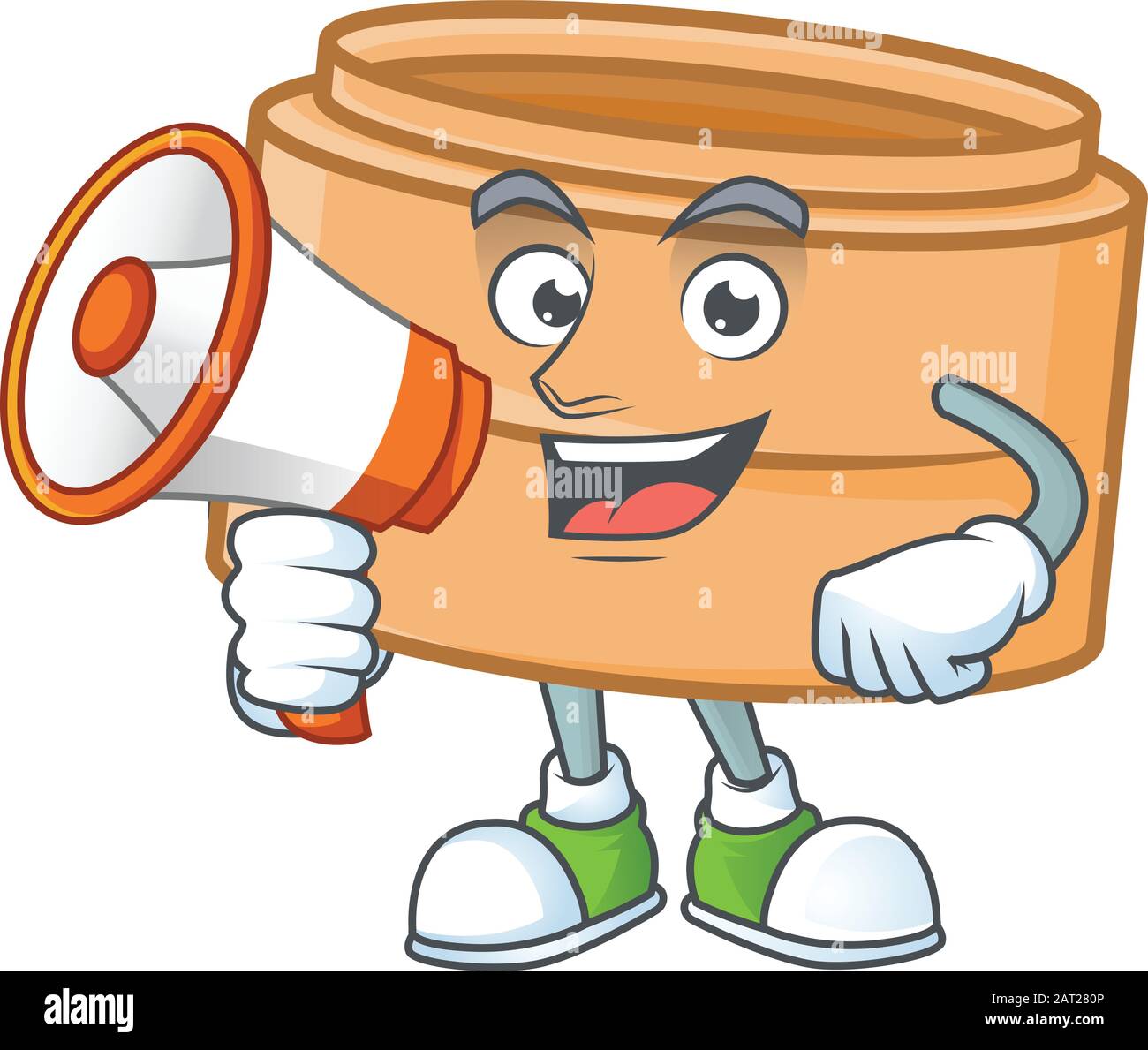 Cool cartoon character of dimsum basket holding a megaphone Stock ...