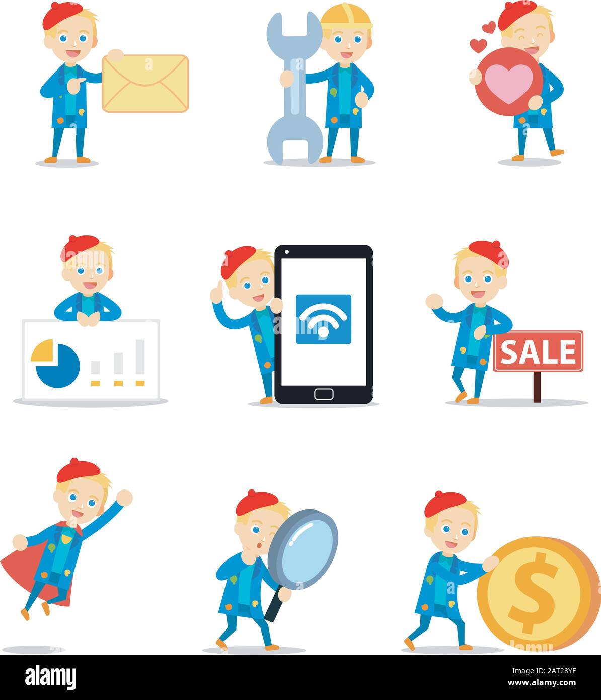 Set of character man working as an artist painter Stock Vector Image ...