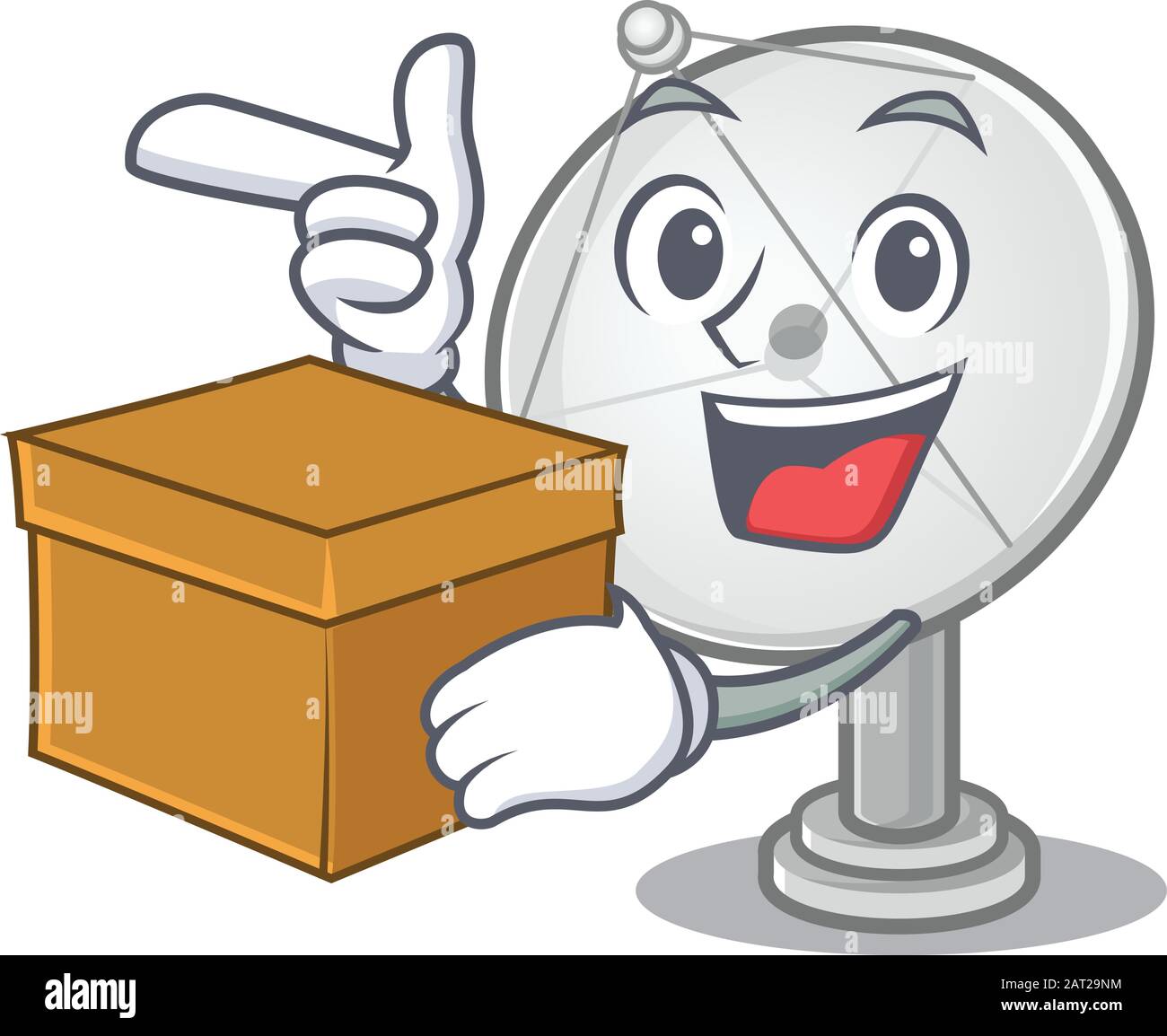 Cute satellite dish cartoon character having a box Stock Vector Image ...