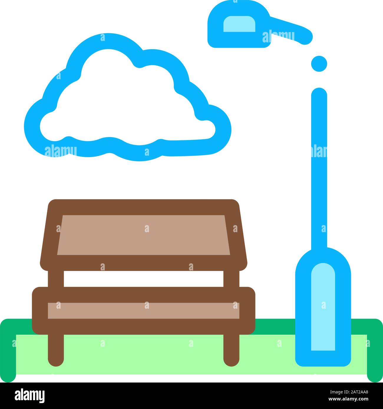 Park with Benches Icon Vector Outline Illustration Stock Vector Image ...