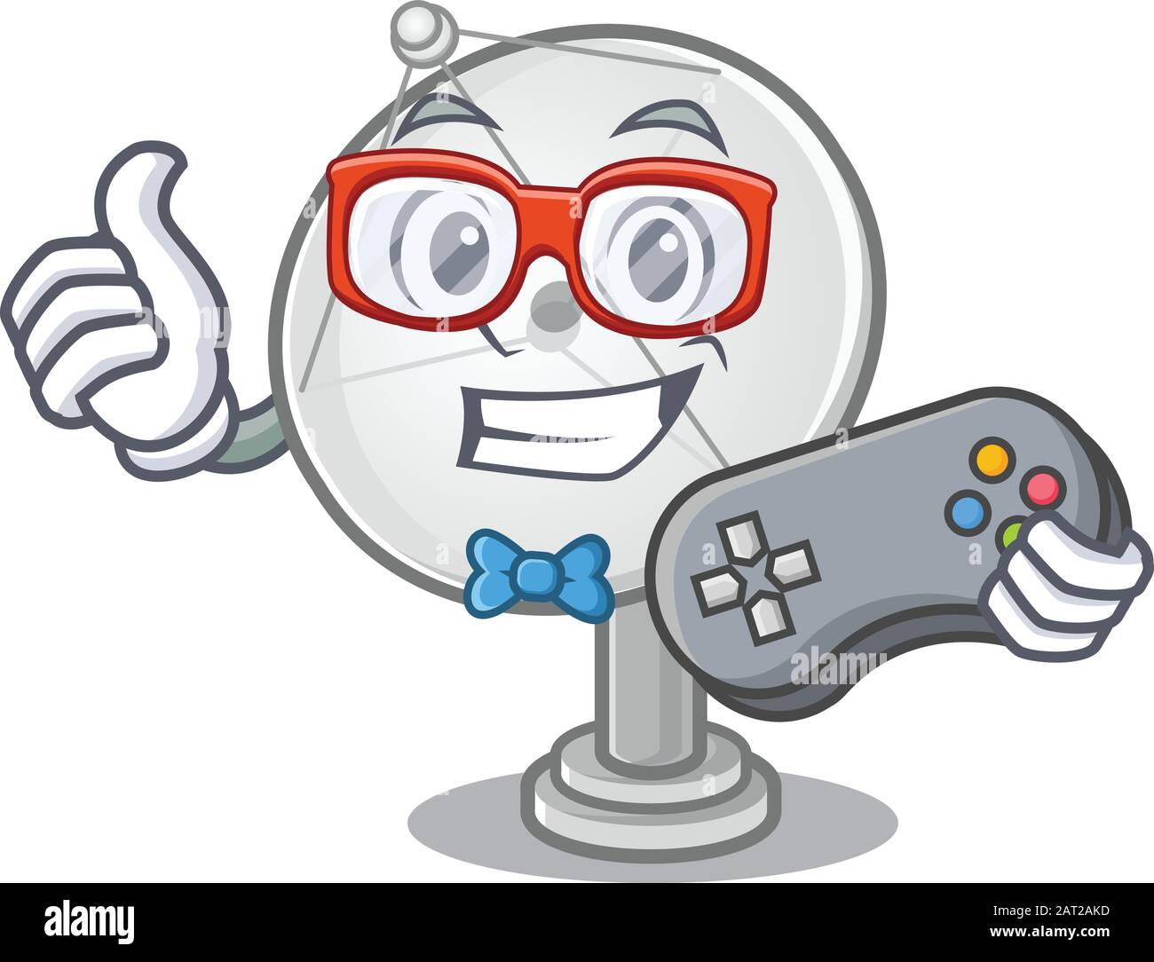 Smiley gamer satellite dish cartoon mascot style Stock Vector Image ...