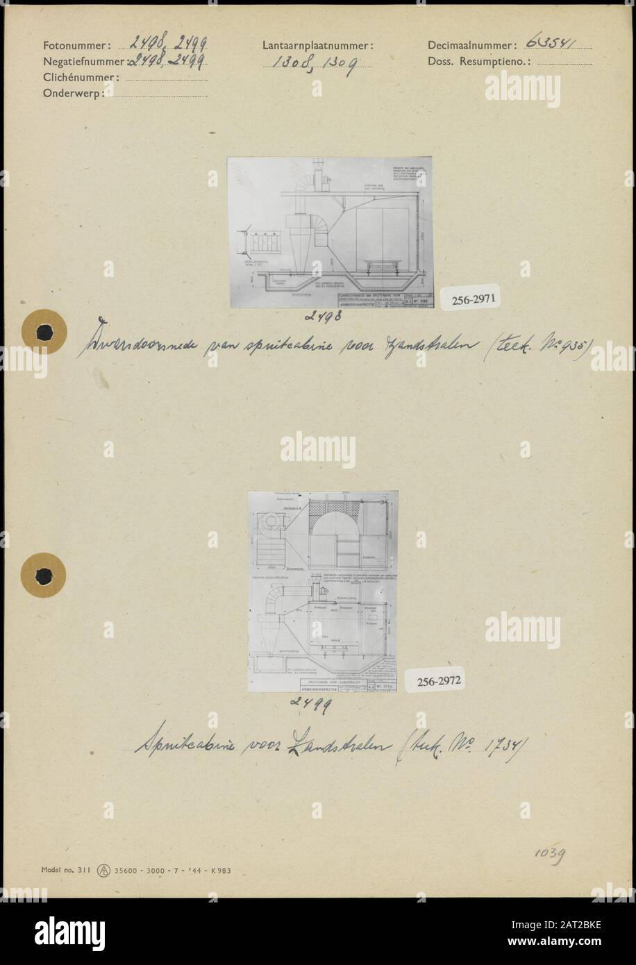 Photo 1: Cross section of a spray booth for sandblasting; drawing nr ...