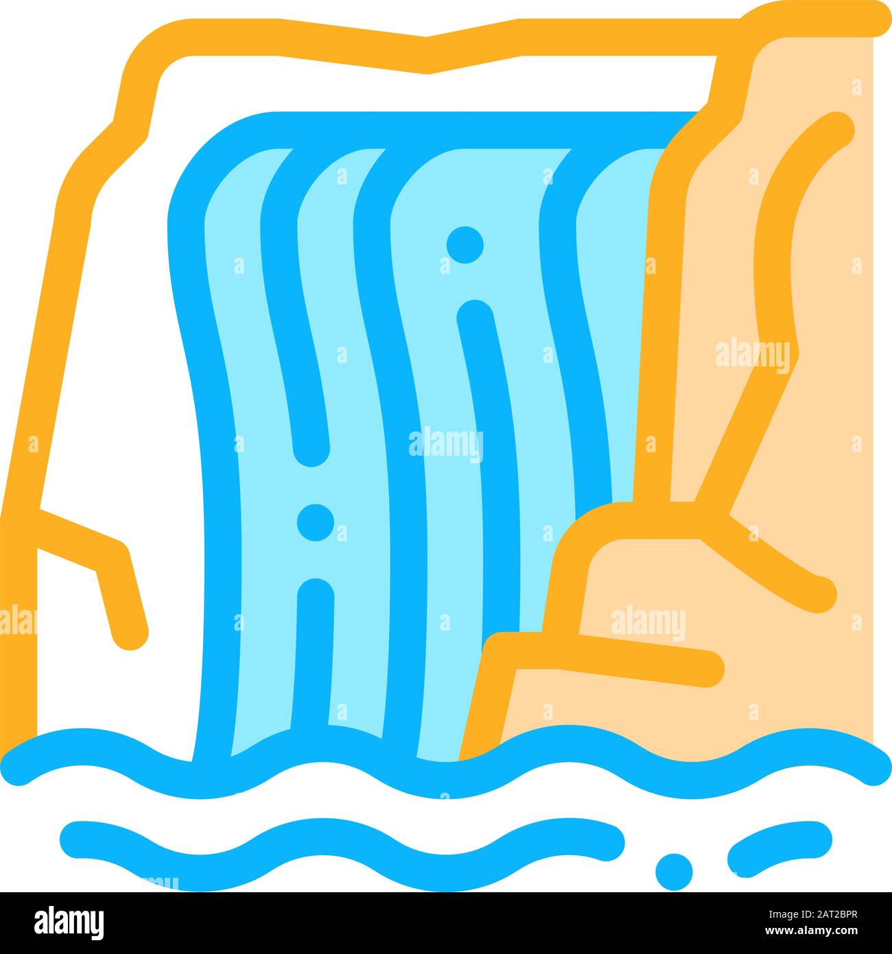 Waterfall in Mountains Icon Vector Outline Illustration Stock Vector ...