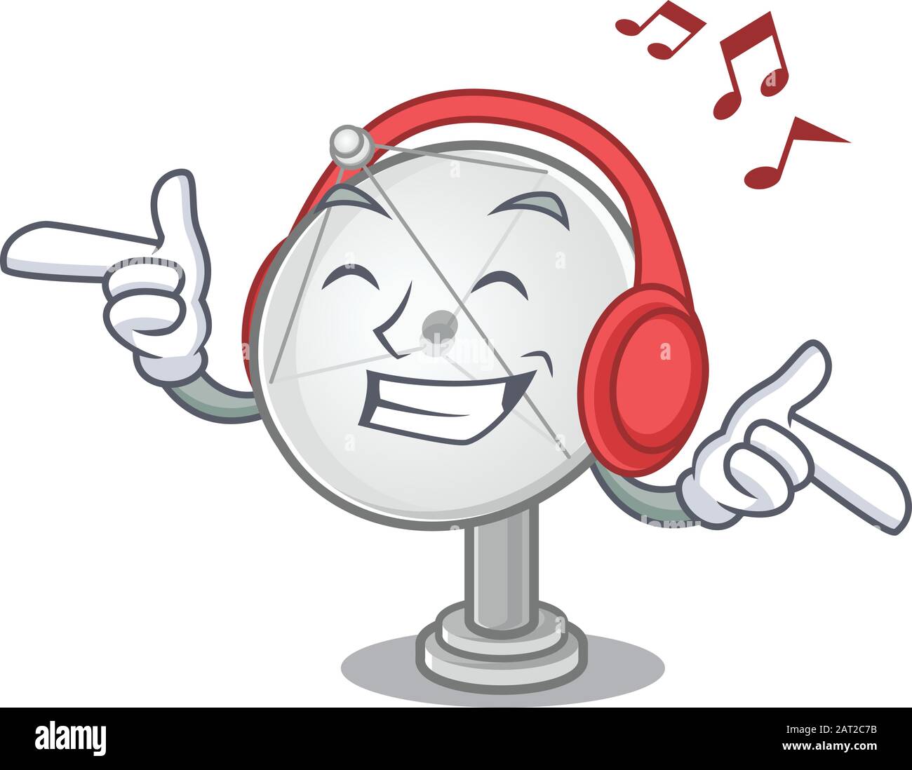 Listening music satellite dish mascot cartoon character design Stock ...