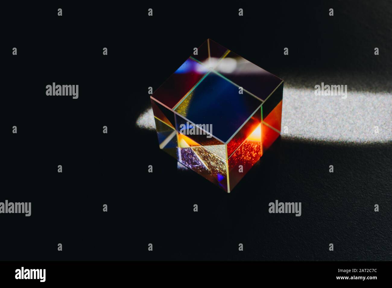 Optical glass cube Light dispersion,spectrum. Physics optics ray refractions Stock Photo - Alamy