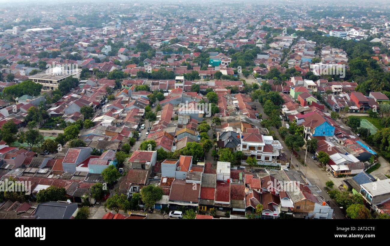 Drone Shot. Aerial footage view of residentials. With a drone. Natural ...
