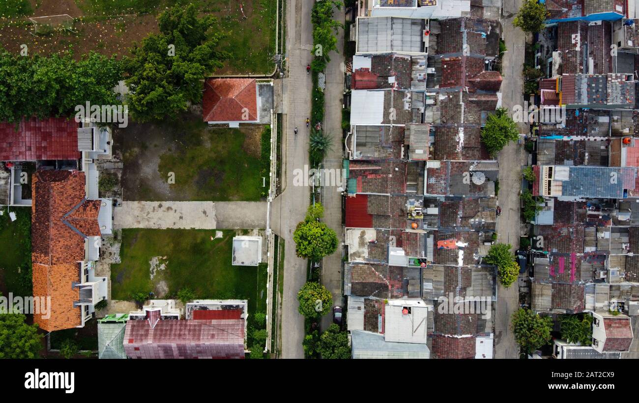 Drone Shot. Aerial footage view of residentials. With a drone. Natural ...